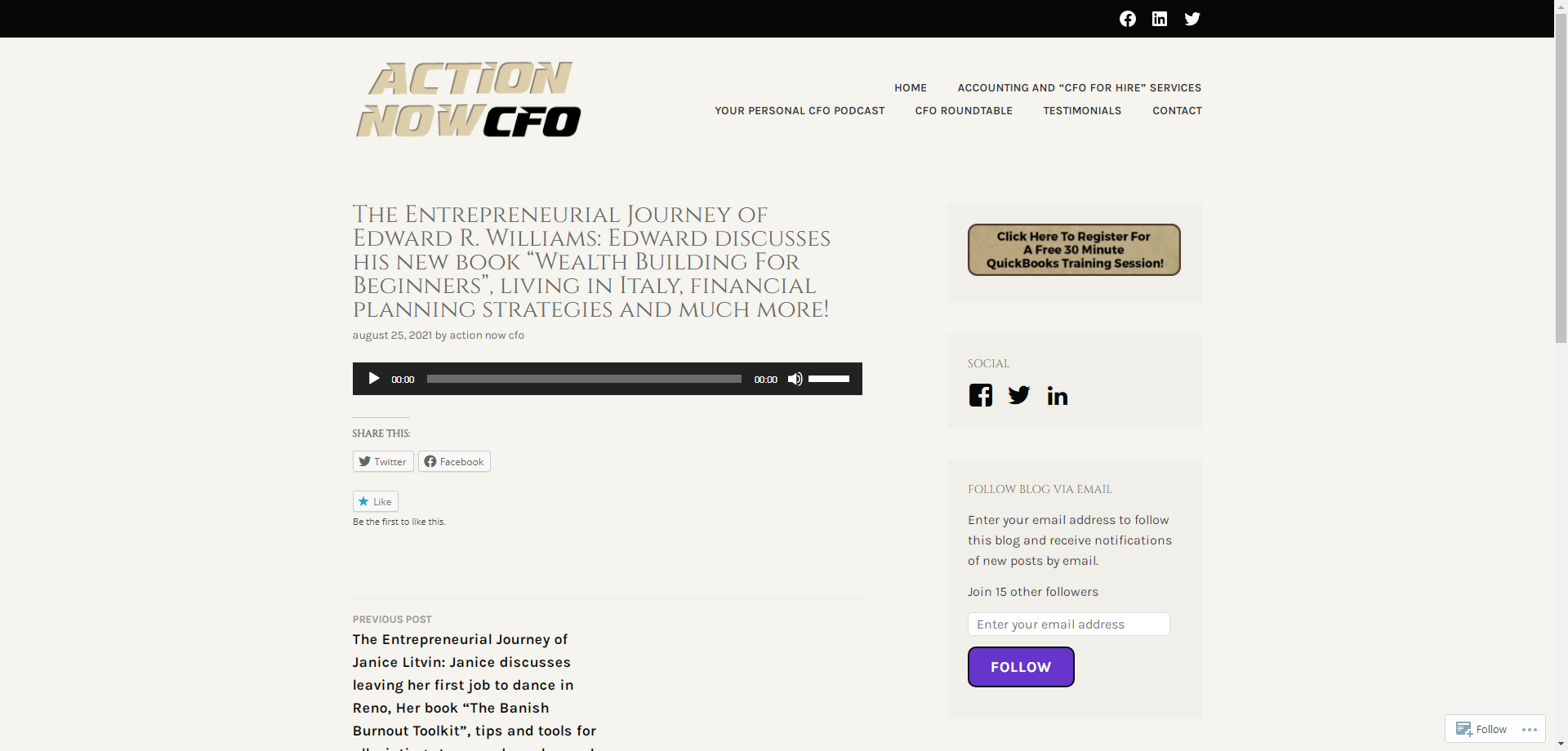 The Entrepreneurial Journey of Edward R. Williams: Interview on Action ...